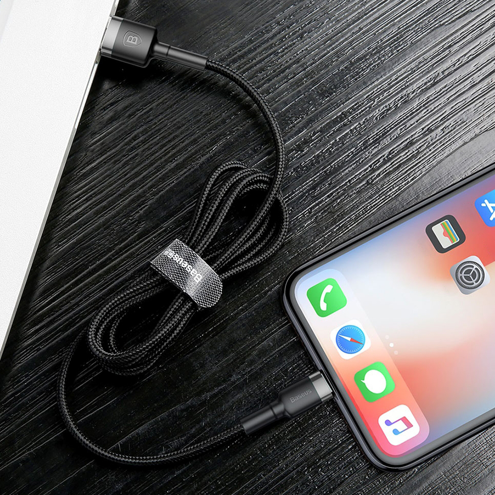 Baseus Short Nylon Lightning Charging Cable for iPhone / iPad